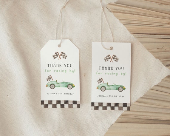 Start Your Engines Race Car Birthday Thank You Tag Template | Etsy