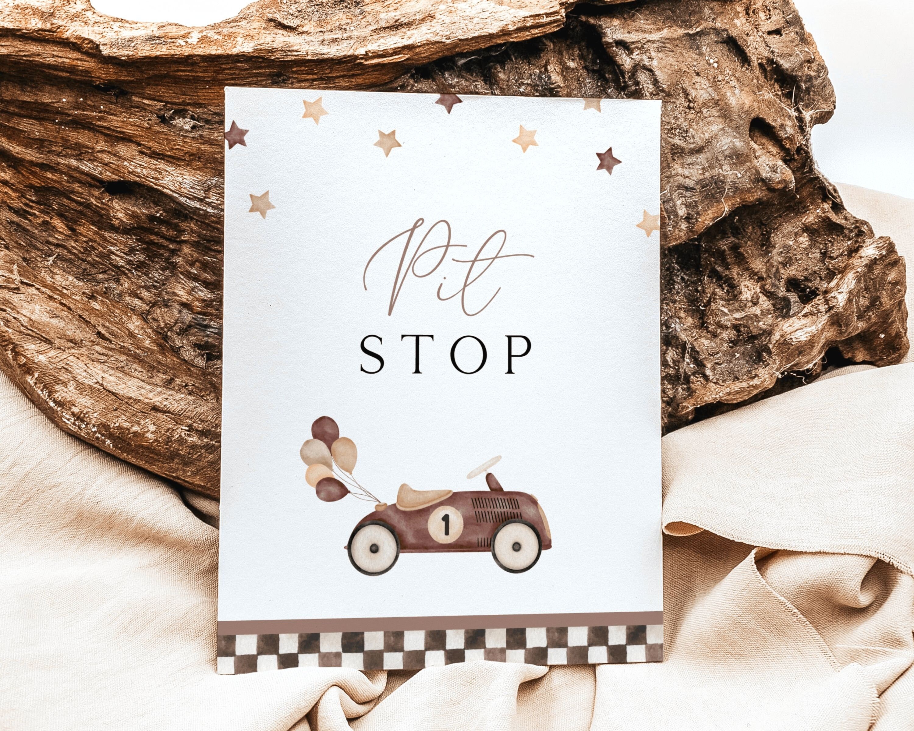 Pit Stop Sign Refueling Station Sign Vintage Race Car Baby Shower Party ...
