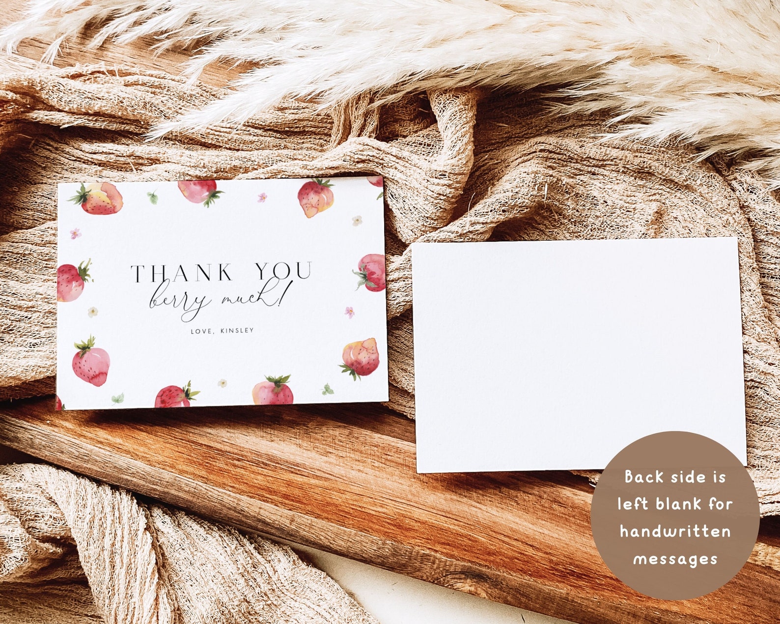 Berry First Birthday Thank You Card Template. Strawberry Thank You Card ...