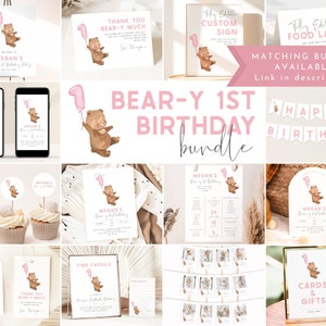 Bear 1st Birthday Custom Sign Template. Beary First Birthday Custom ...