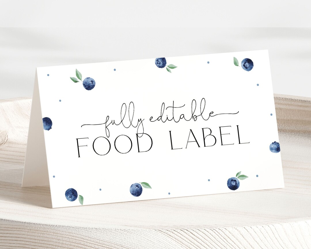 Blueberry Food Labels Template. Berry First Birthday Food Label Cards ...