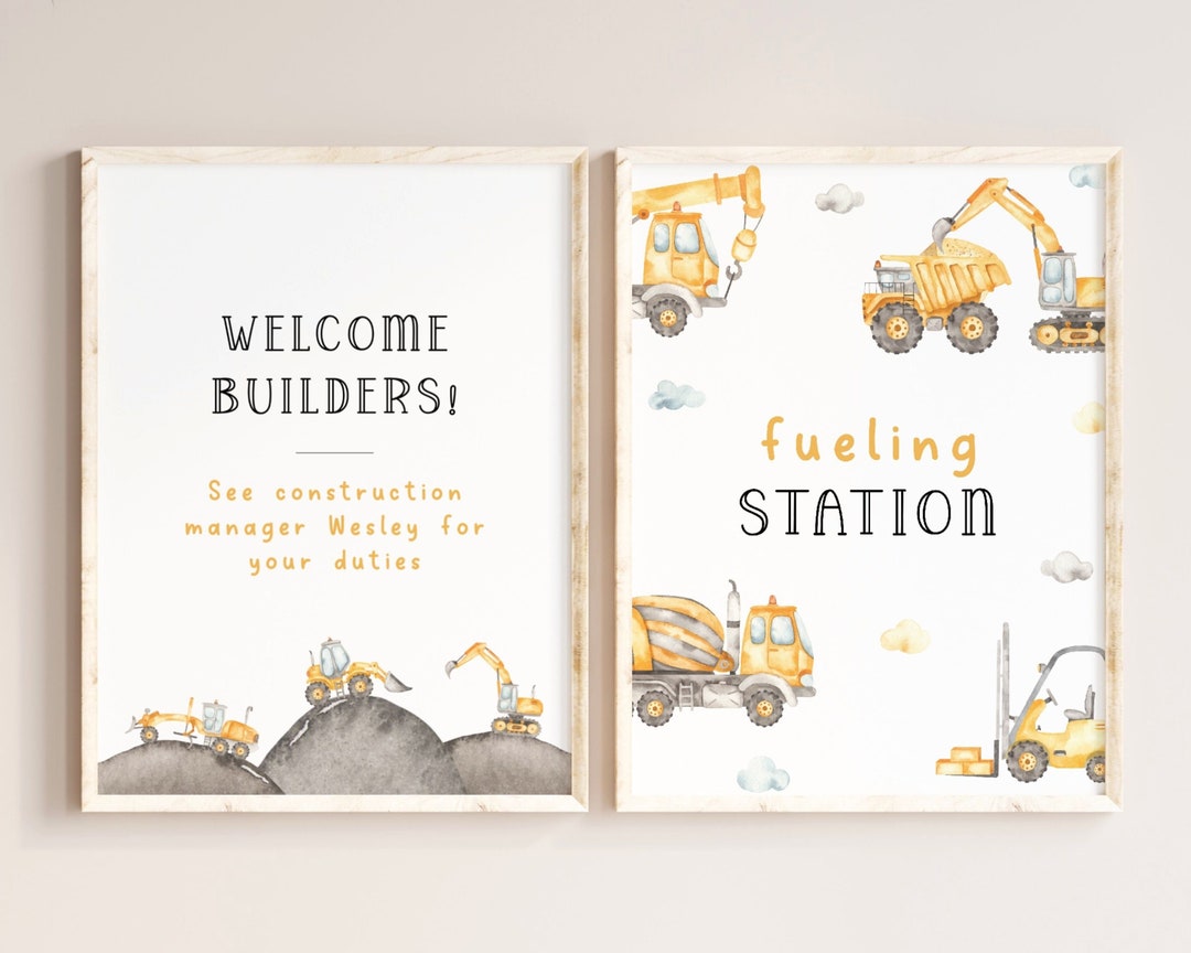 Construction Party Signs Editable Construction Birthday Signs Refueling ...