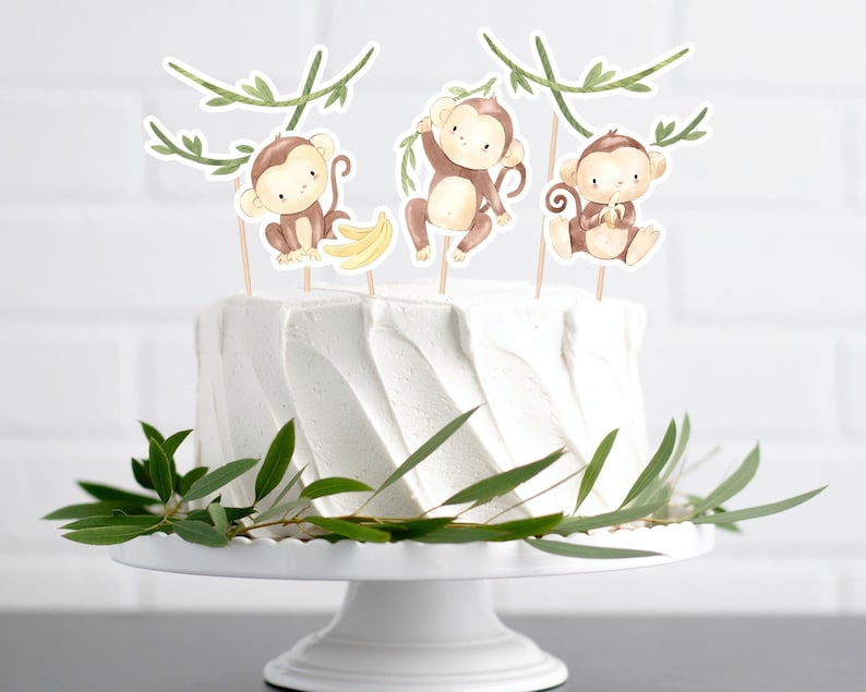 Monkey Cake Topper Instant Download Monkey Birthday Cake - Etsy