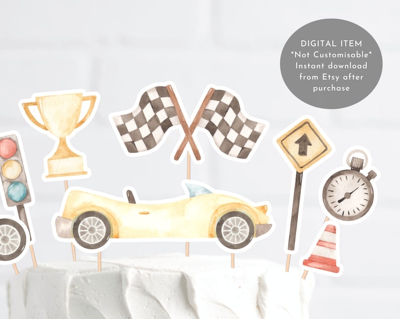 Cake Topper Get Into Gear Race Car 3rd Birthday. Cake Topper Race Car ...