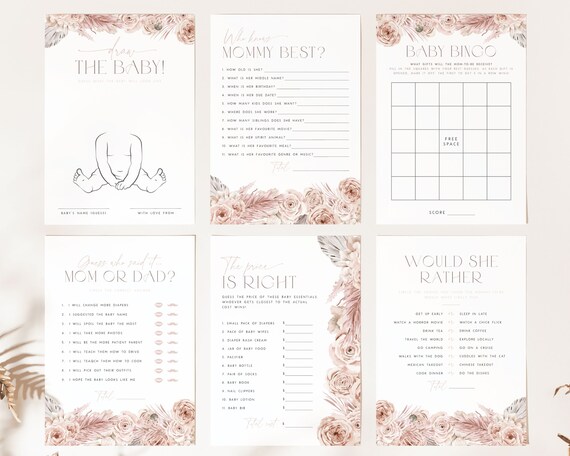 Boho Baby Shower Games Bundle. Boho Neutral Baby Shower Games - Etsy