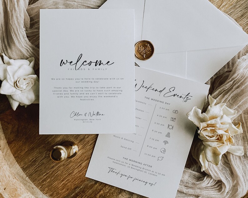 Elegant Wedding Program Template DIY Wedding Timeline Card - Etsy