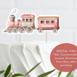 Printable Train Cake Topper Birthday Party Decor Chugga Choo Red Train ...