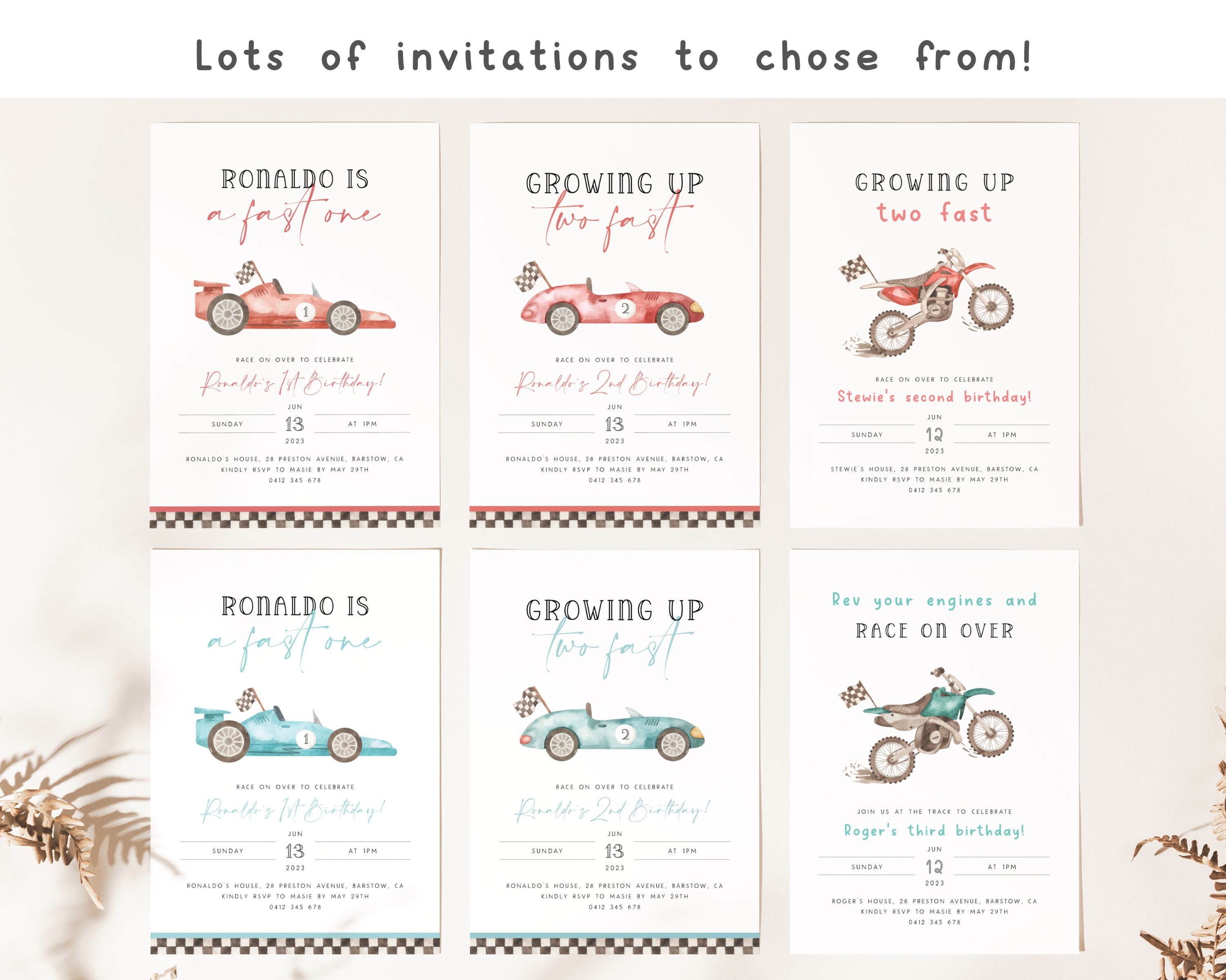 Two Fast Race Car Thank You Card Template, Vintage Race Car 2nd ...