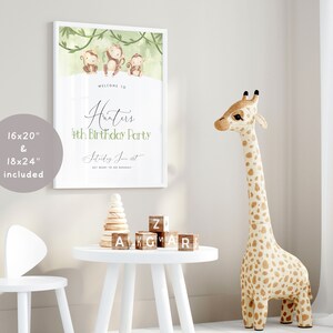 Monkey Welcome Sign Template, Monkey Birthday Welcome Poster Safari ...