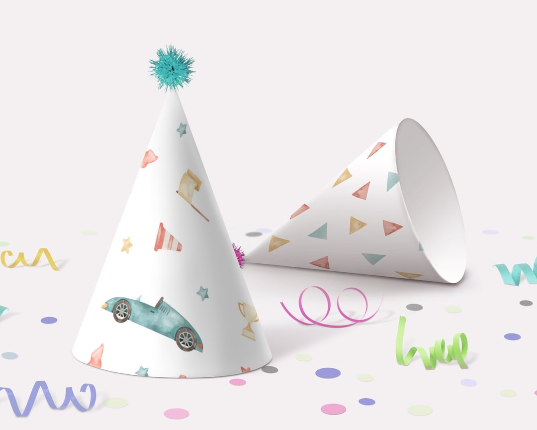 Race Car Party Hat Birthday Party Hat Decor. Two Fast Race Car ...