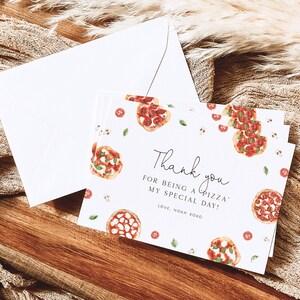 Pizza Party Thank You Card Editable Template Pizza Party Birthday Thank ...
