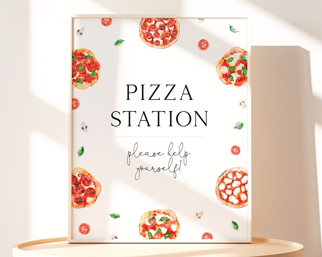 Pizza Party Birthday Sign Editable Template Make Your Own Pizza Station ...