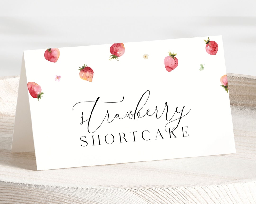 Strawberry Food Labels Template. Berry First Birthday Food Label Cards ...