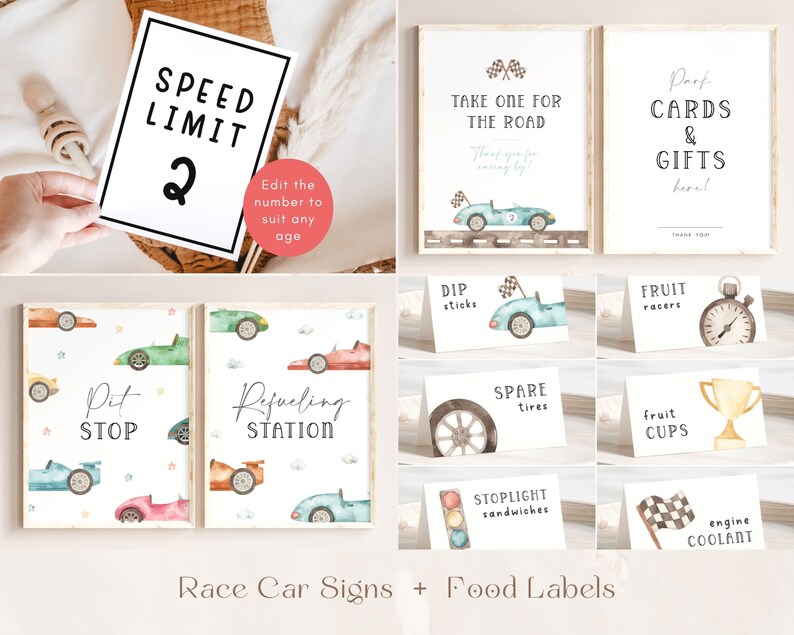 Two Fast Race Car Party Bundle Package. Vintage Race Car 2nd - Etsy