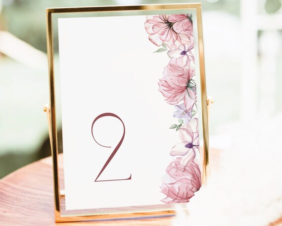Blush Pink Baby Shower Table Numbers Template. Pink Floral - Etsy