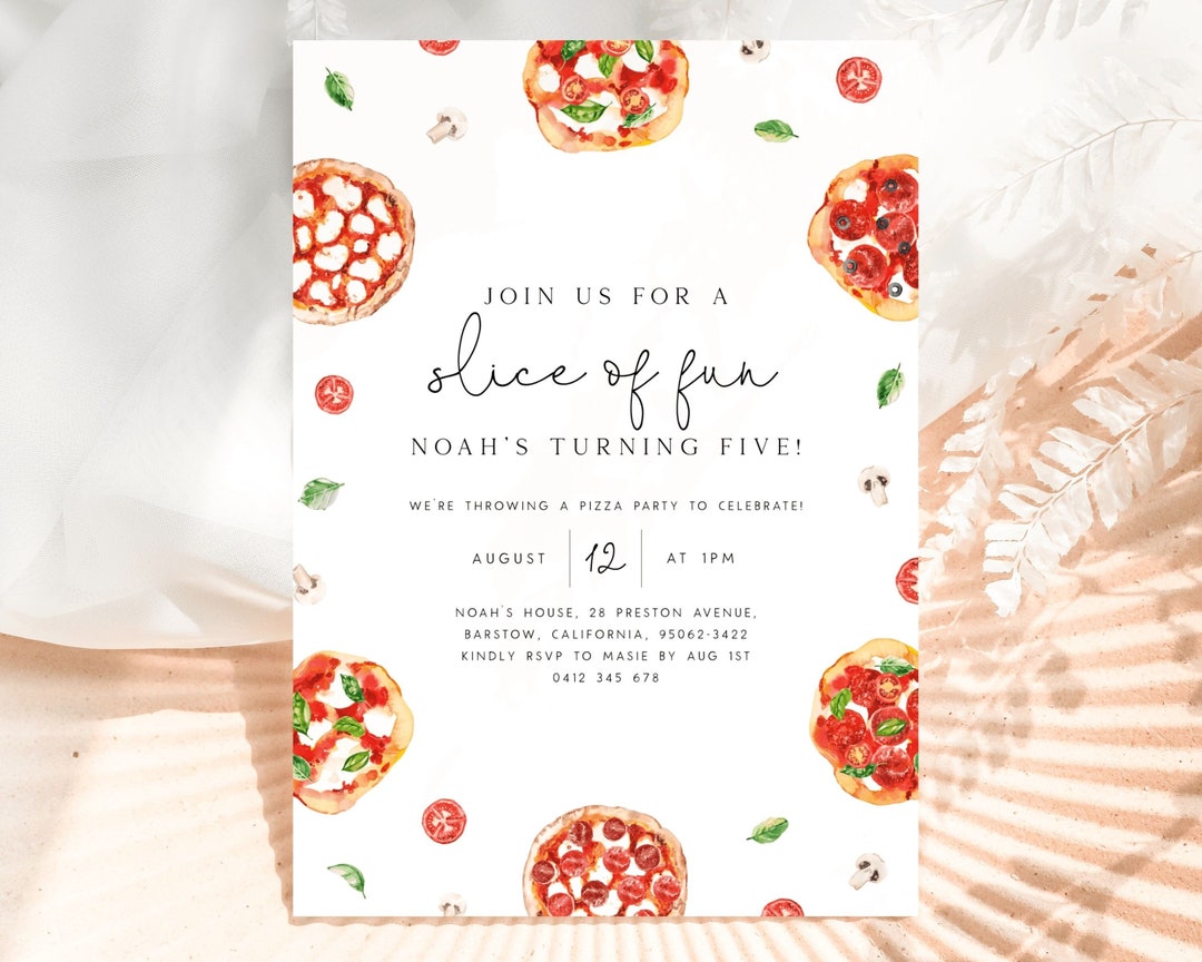 Pizza Party Birthday Invitation Editable Template Pizza Party ...