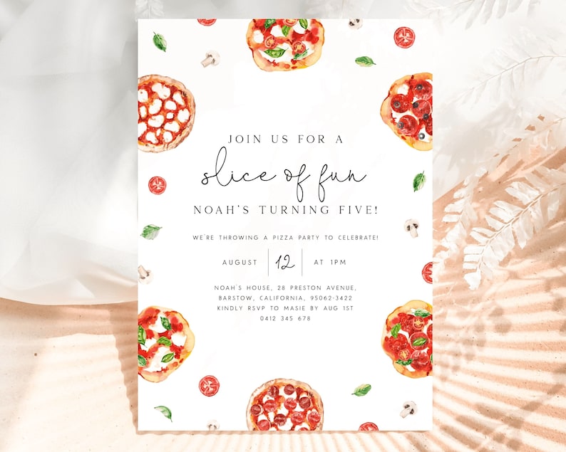 Pizza Party Birthday Invitation Editable Template Pizza Party - Etsy