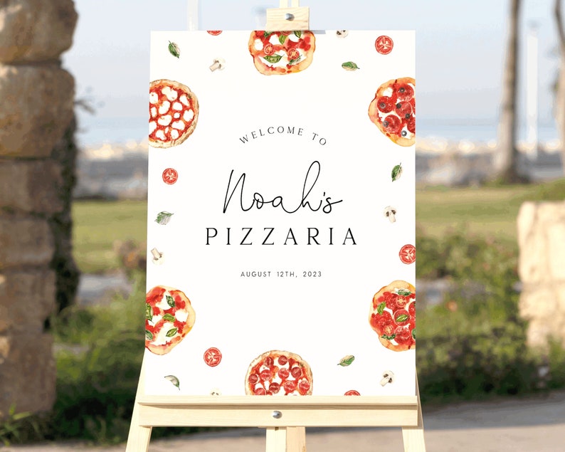 Pizza Party Welcome Sign Editable Template Pizza Party Birthday Welcome ...