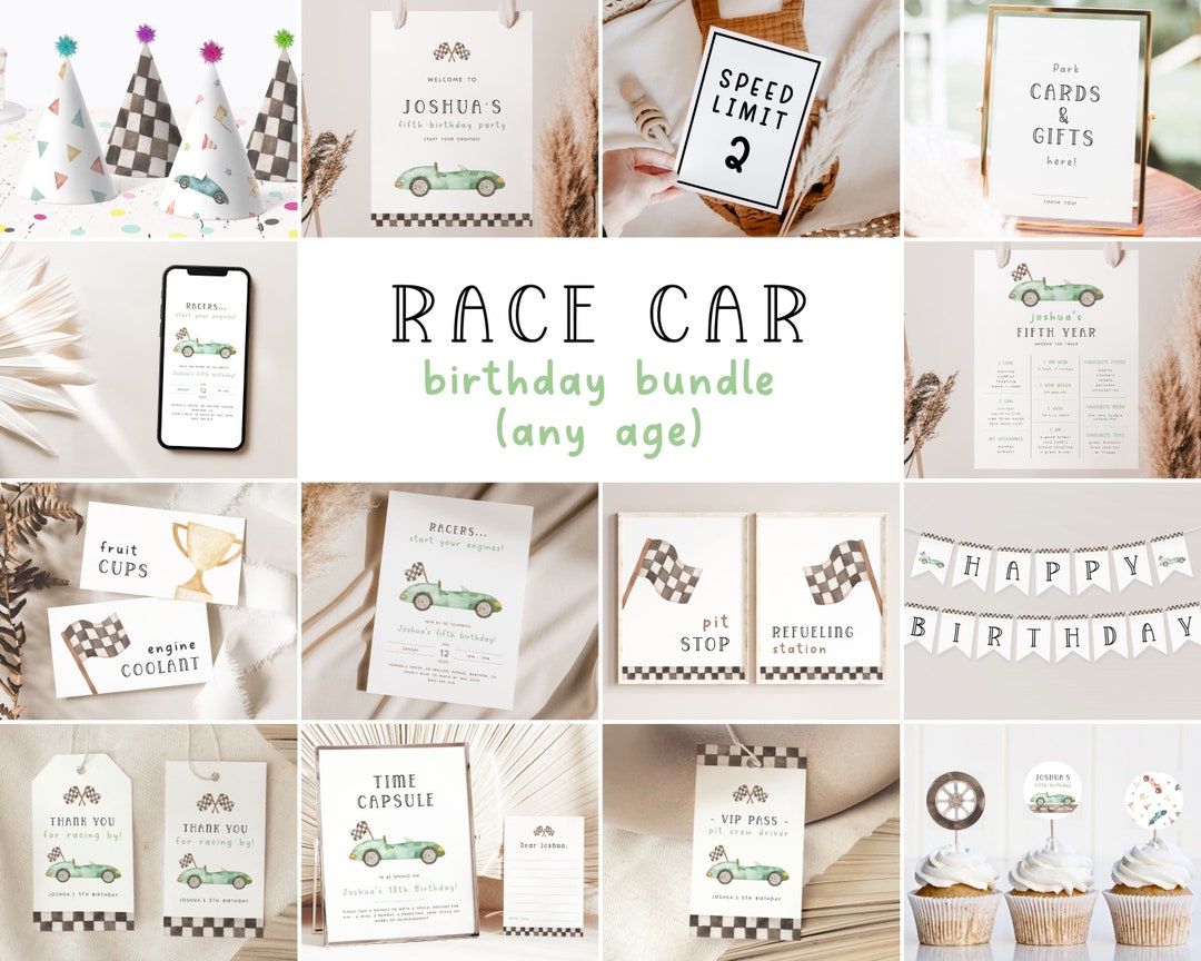 Start Your Engines Race Car Party Bundle Package. Vintage Race Car ...