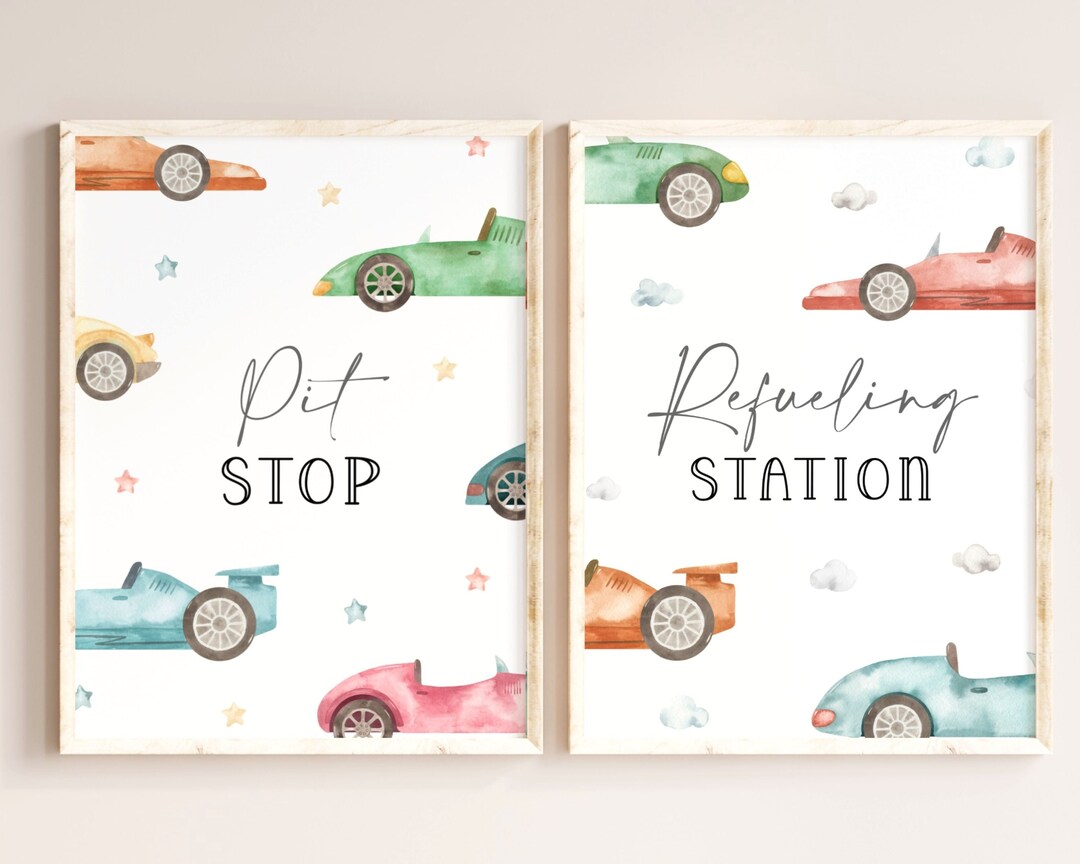 Pit Stop Sign Refueling Station Sign Race Car Birthday Party Table Sign ...