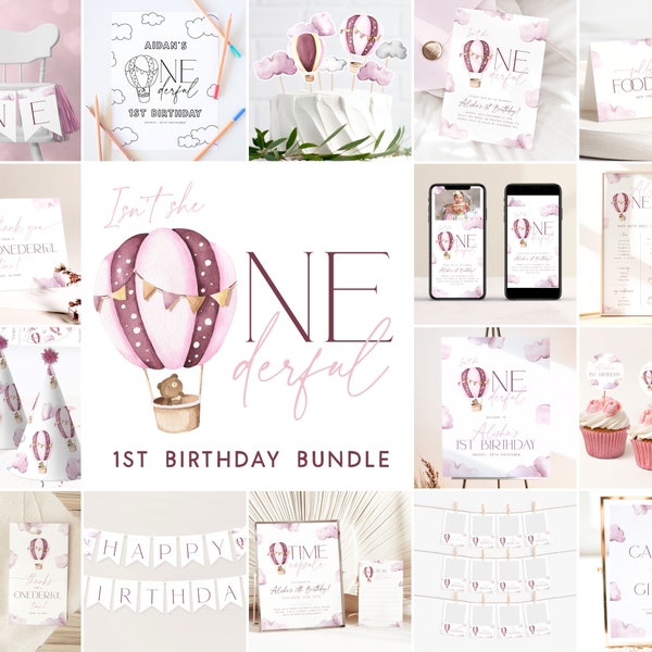 One Derful Girl Birthday Bundle Invitations - Etsy