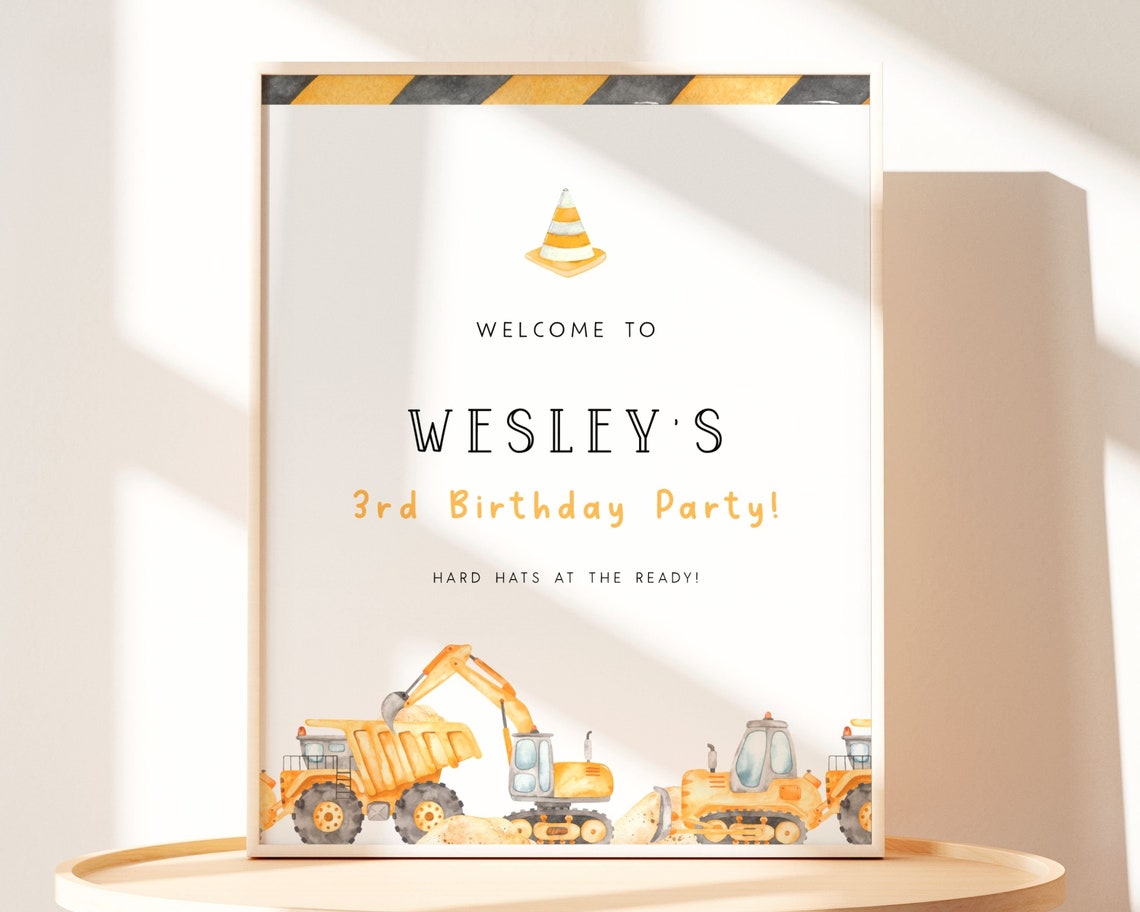 Construction Welcome Sign Template. Construction Party Welcome Poster ...