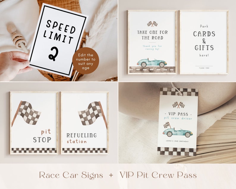 Two Fast Race Car Party Bundle Package. Vintage Race Car 2nd - Etsy