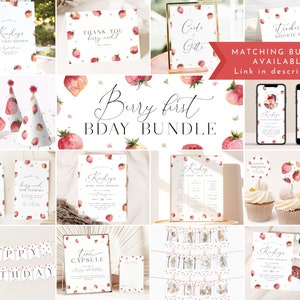 Berry Sweet First Birthday Photo Banner for Girls. Strawberry 1st Year ...