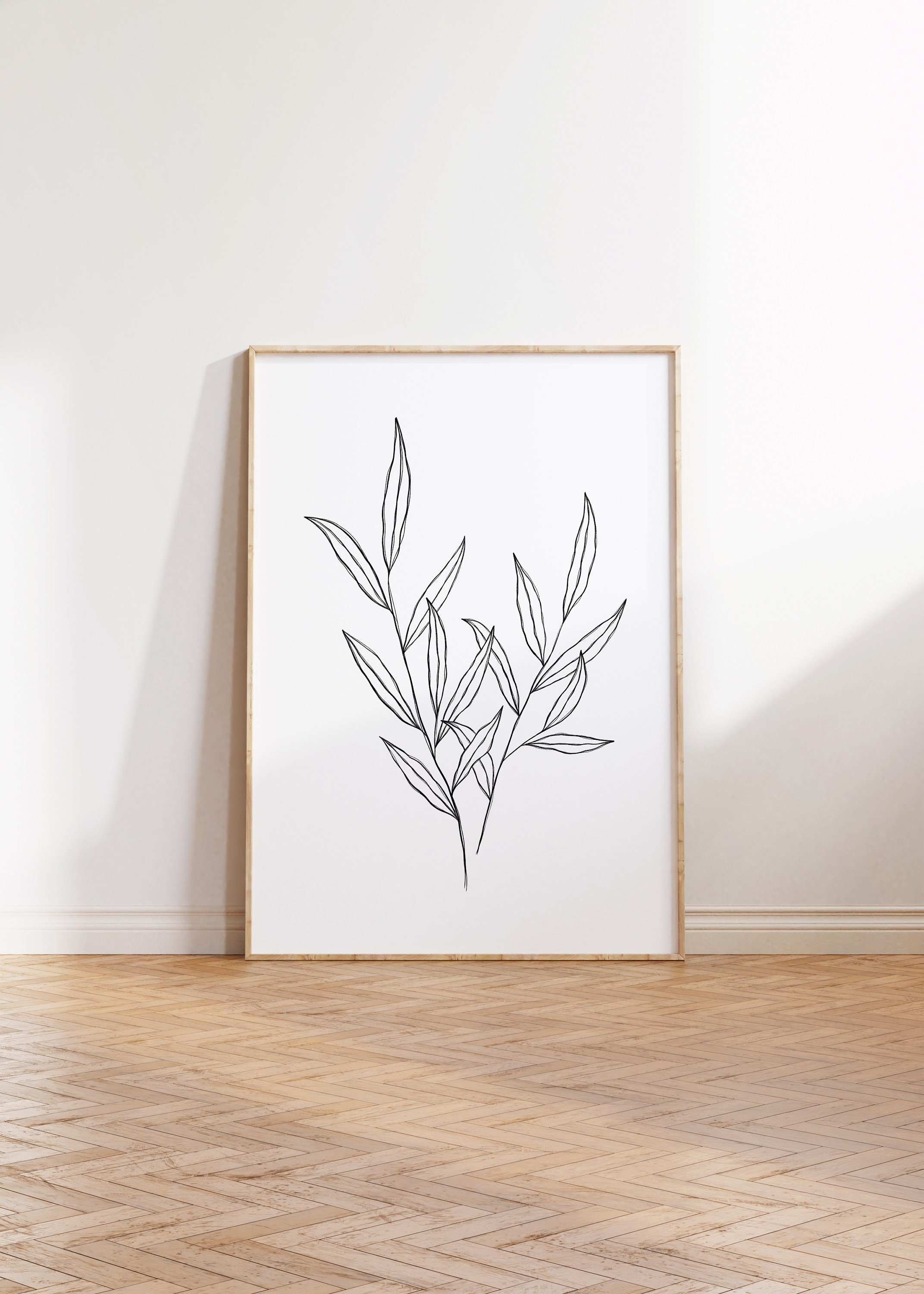 Set of Three Line Art Botanical Print, Minimalist Neutral Wall Decor ...