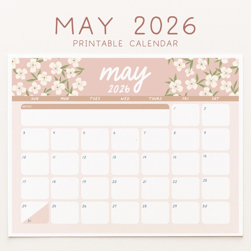 Cute May Calendar - Etsy