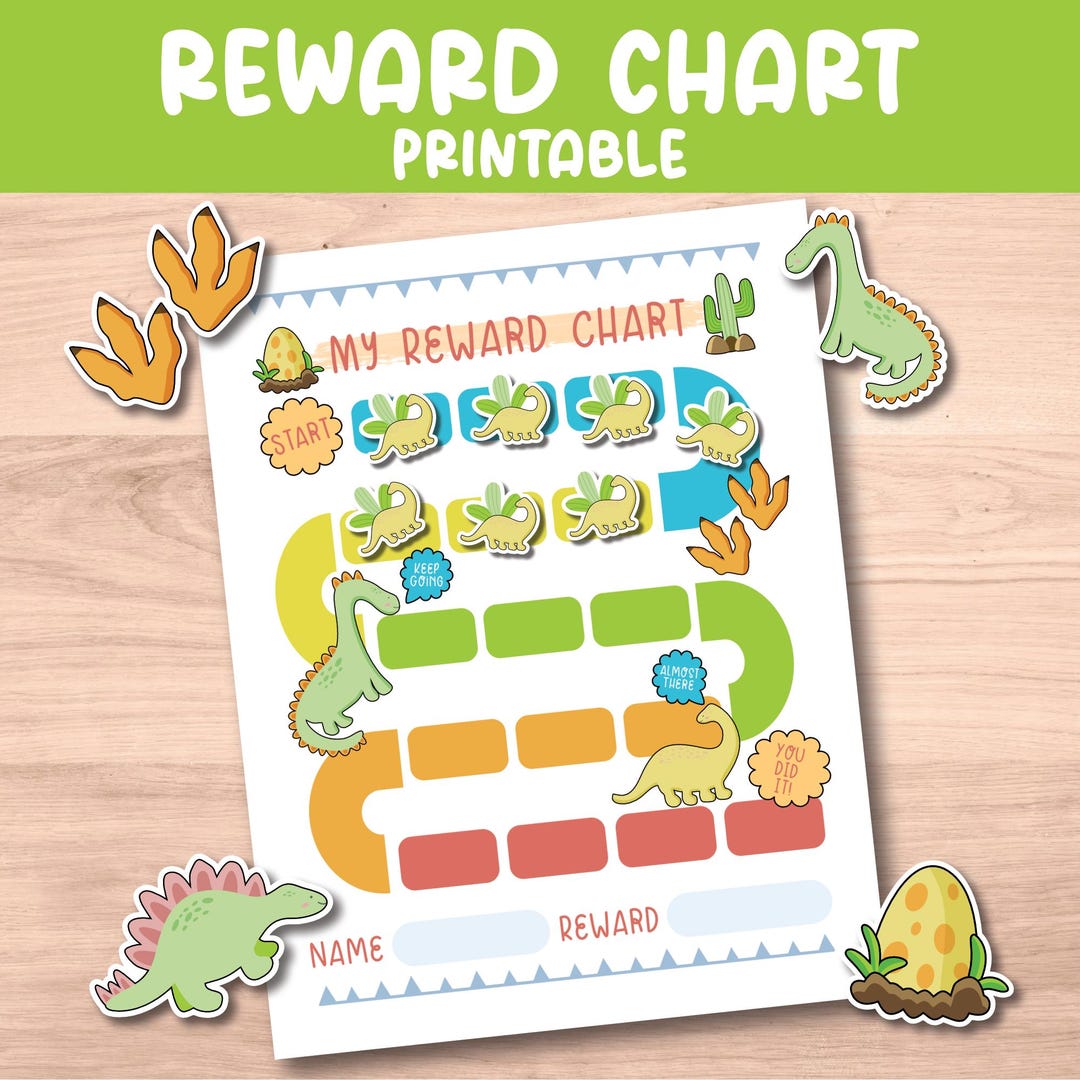 Dino Reward Chart Printable, Chore Chart for Kids, Reward Tracker ...