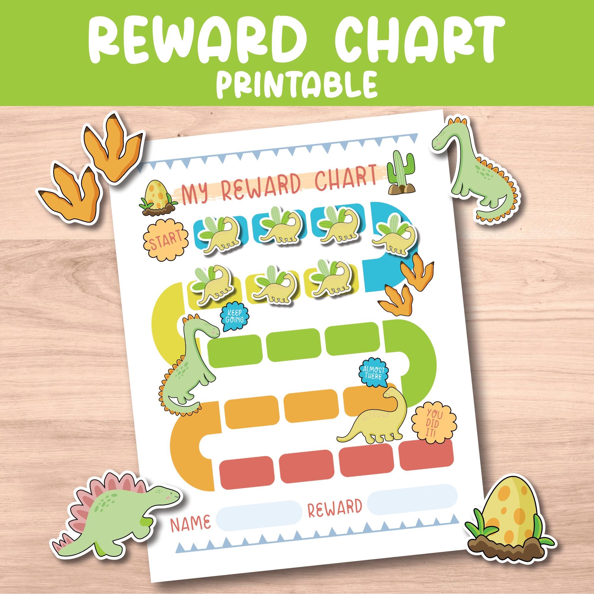 Dino Reward Chart Printable, Chore Chart for Kids, Reward Tracker ...