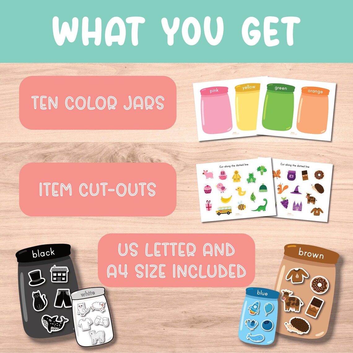 Color Sorting Printable, Toddler Busy Book, Kindergarten Matching Game ...