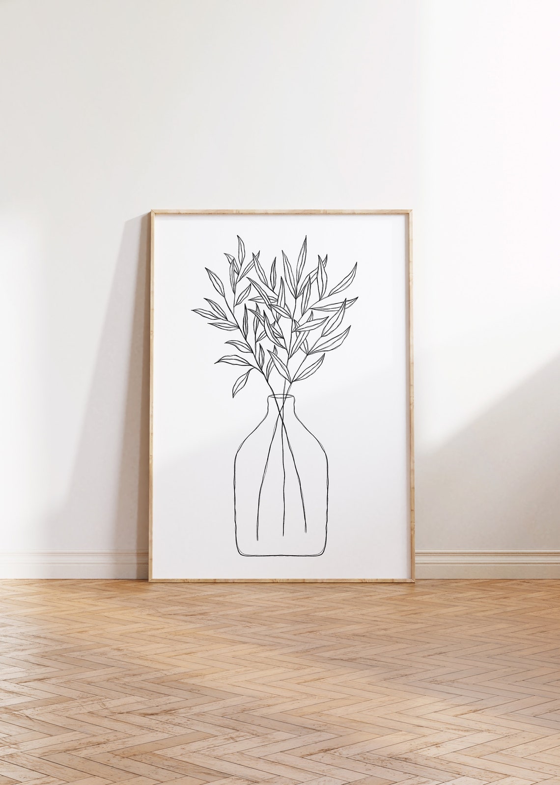Set of Three Line Art Botanical Print Minimalist Neutral Wall - Etsy