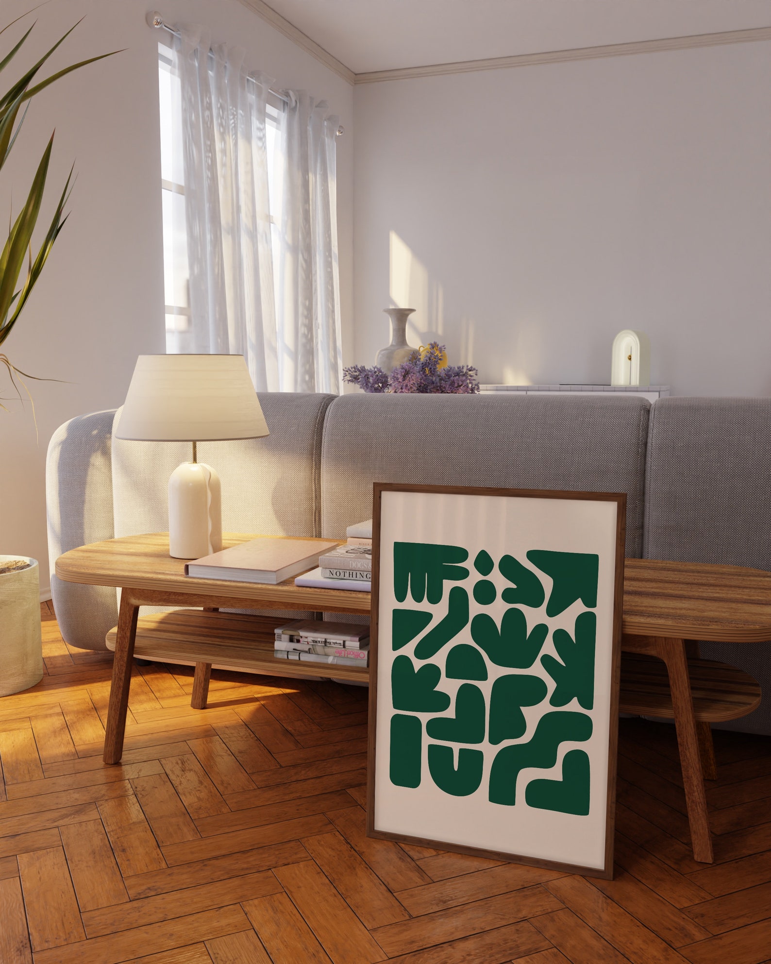 Green Abstract Wall Art, Retro Abstract Wall Art, Abstract Cut Outs ...