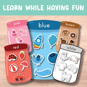 Color Sorting Printable, Toddler Busy Book, Kindergarten Matching Game ...