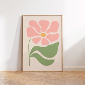 Retro Floral Wall Art, Abstract Botanical Flower Poster, Groovy Wall ...