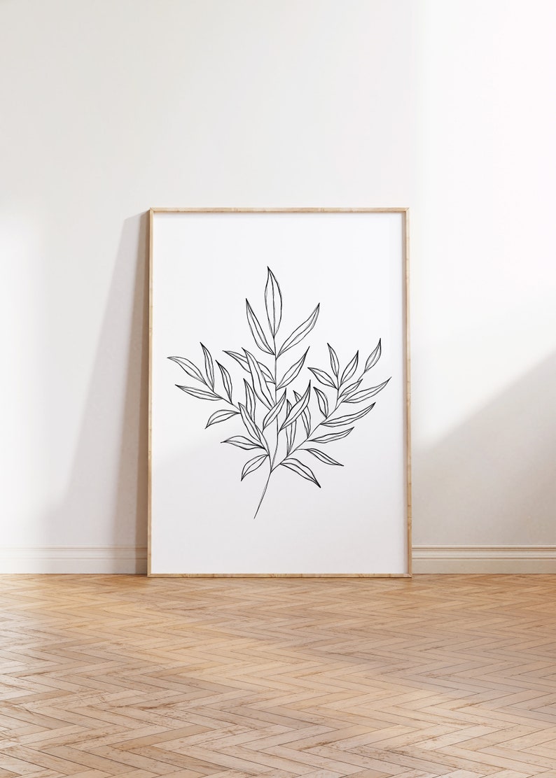 Set of Three Line Art Botanical Print, Minimalist Neutral Wall Decor ...