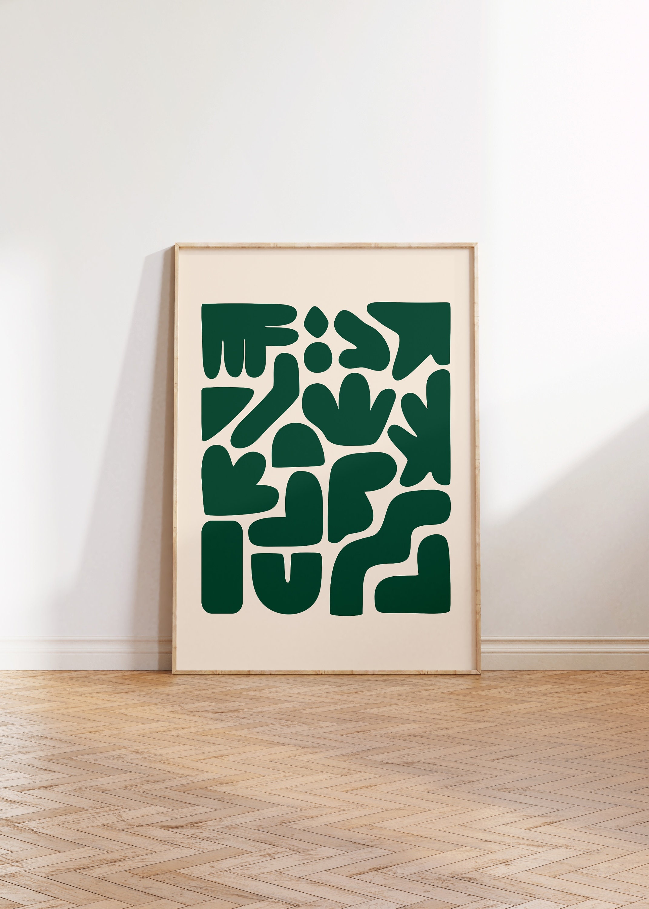 Green Abstract Wall Art, Retro Abstract Wall Art, Abstract Cut Outs ...