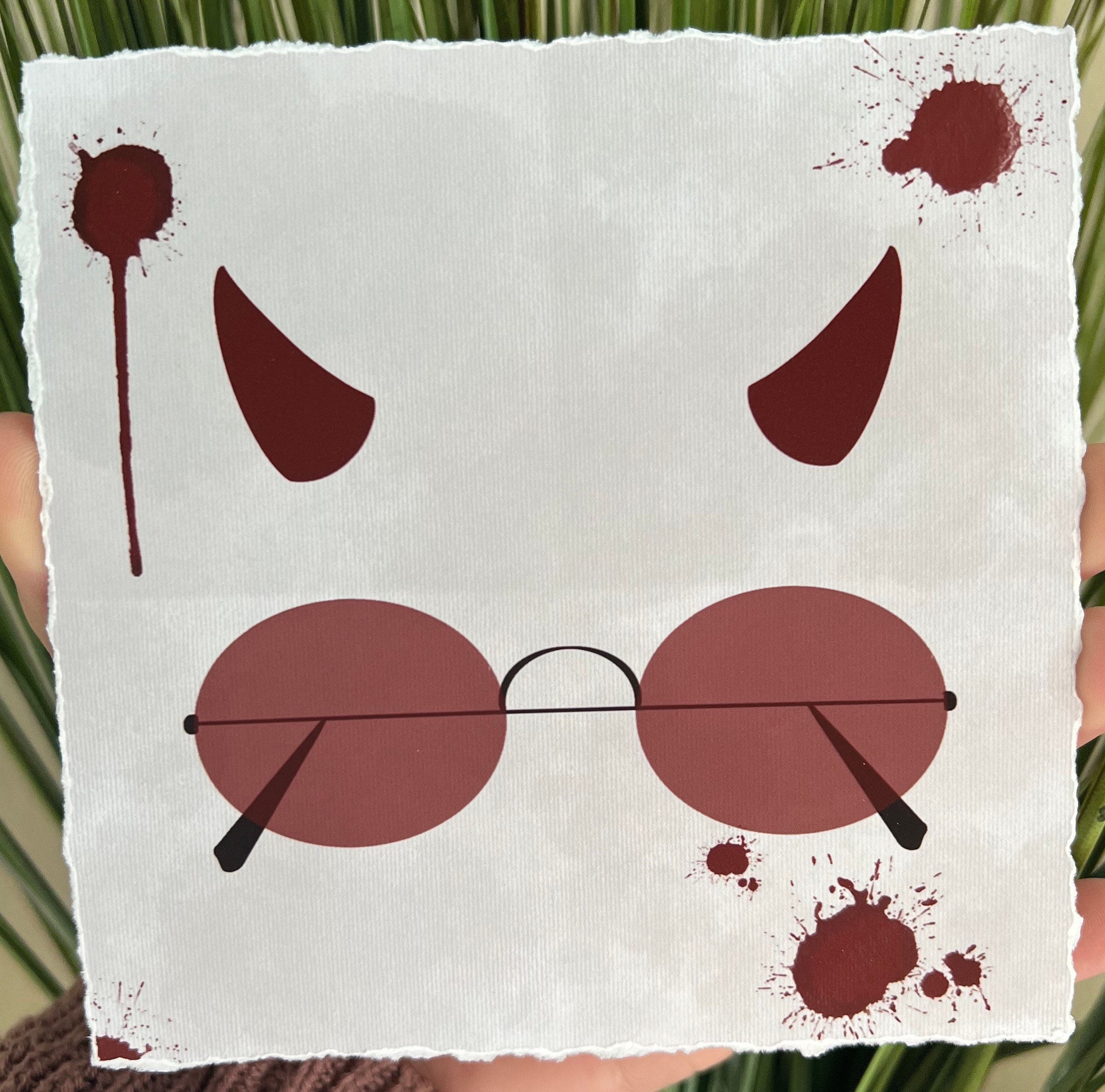 Daredevil Glasses & Horns With Blood Spatter Print - Etsy