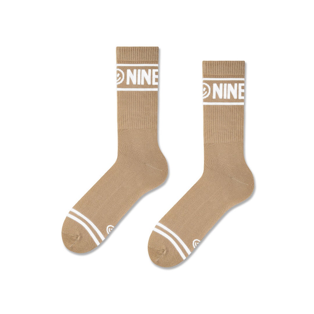 Beige Retro Socks | Skater Cotton Socks | Soft Crew Sock | Tennis Socks ...