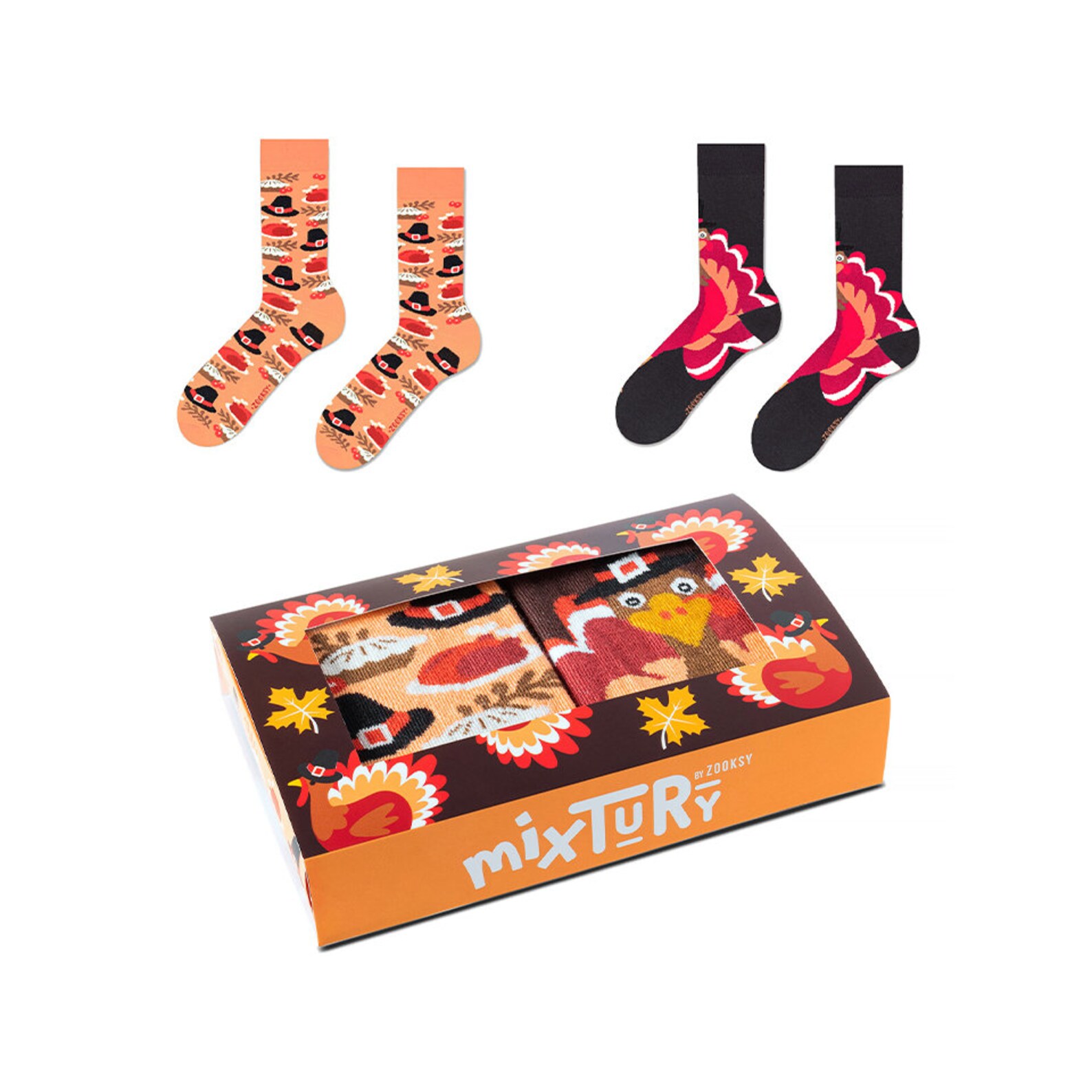 Thanksgiving Socks | 2x Colourful Socks | Motif Socks | Cool Colourful ...