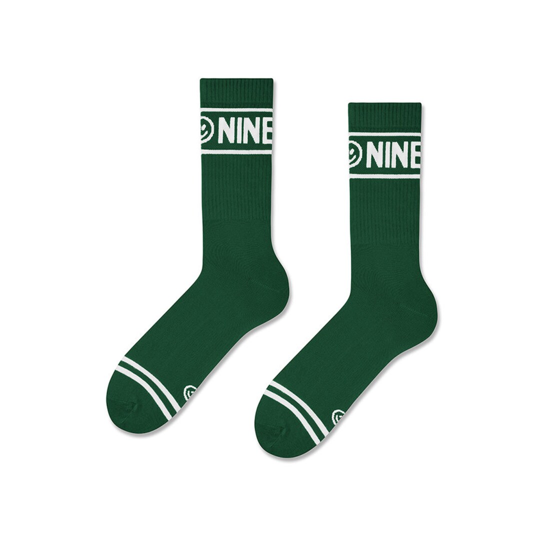 Dark Green Retro Socks | Skater Cotton Socks | Soft Crew Sock | Tennis ...
