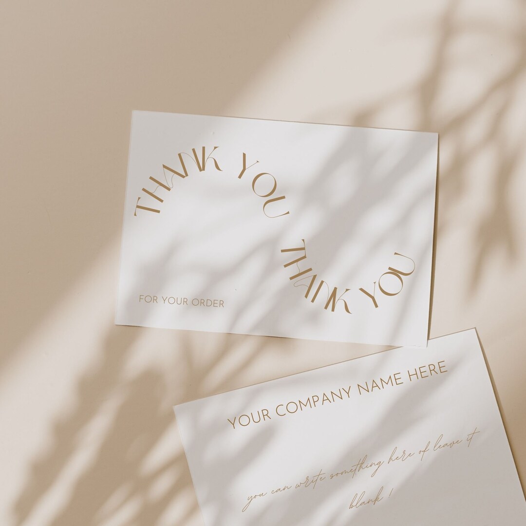 Printable Luxury Thank You for Your Order Card, Template Card, Thank ...