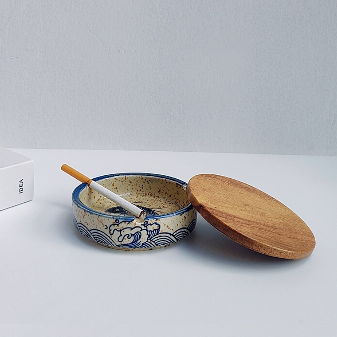 Custom Combination Ceramic Anti-flying Ashtray With Cover,japanese ...