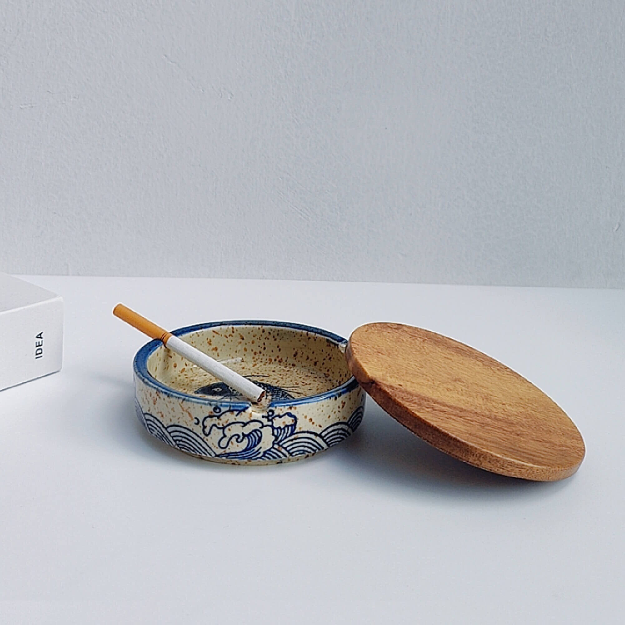 Custom Combination Ceramic Anti-flying Ashtray With Cover,japanese ...