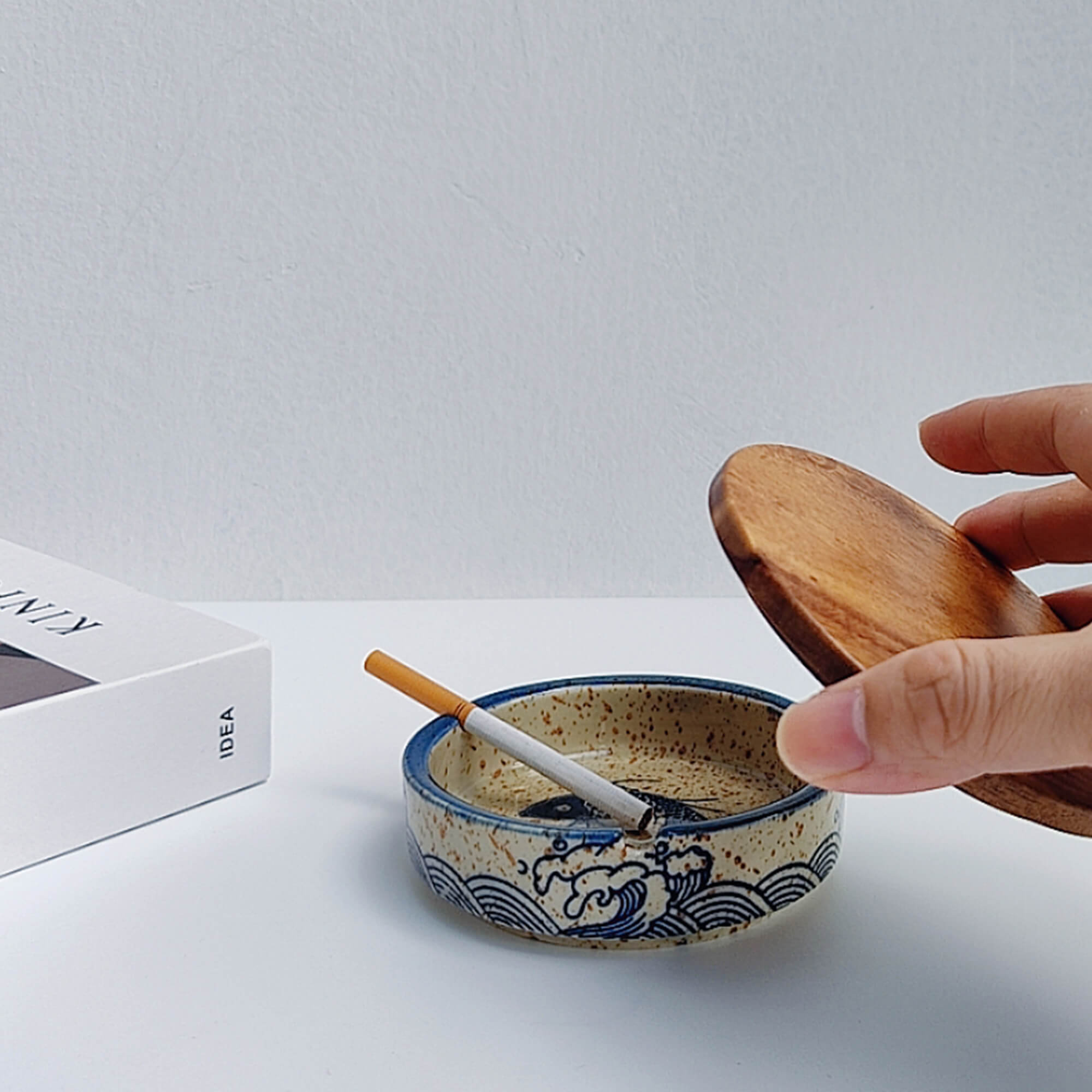 Custom Combination Ceramic Anti-flying Ashtray With Cover,japanese ...