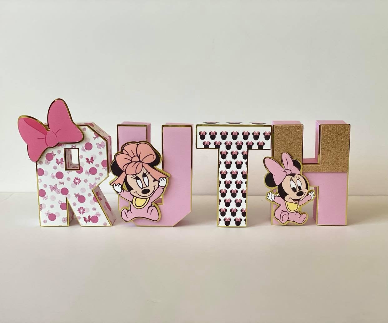 Letras De Minnie Mouse Rosa Logotipo MINNIE ROSA Personalizado