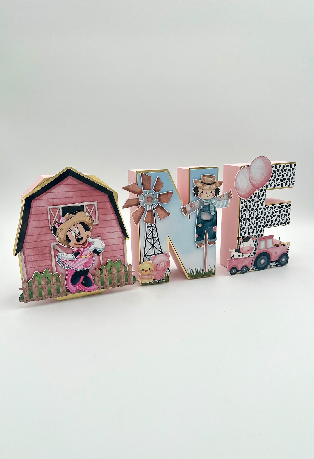 Custom Minnie Mouse Farm 3D Letters/minnie Mouse Farms/ Minnie Party ...