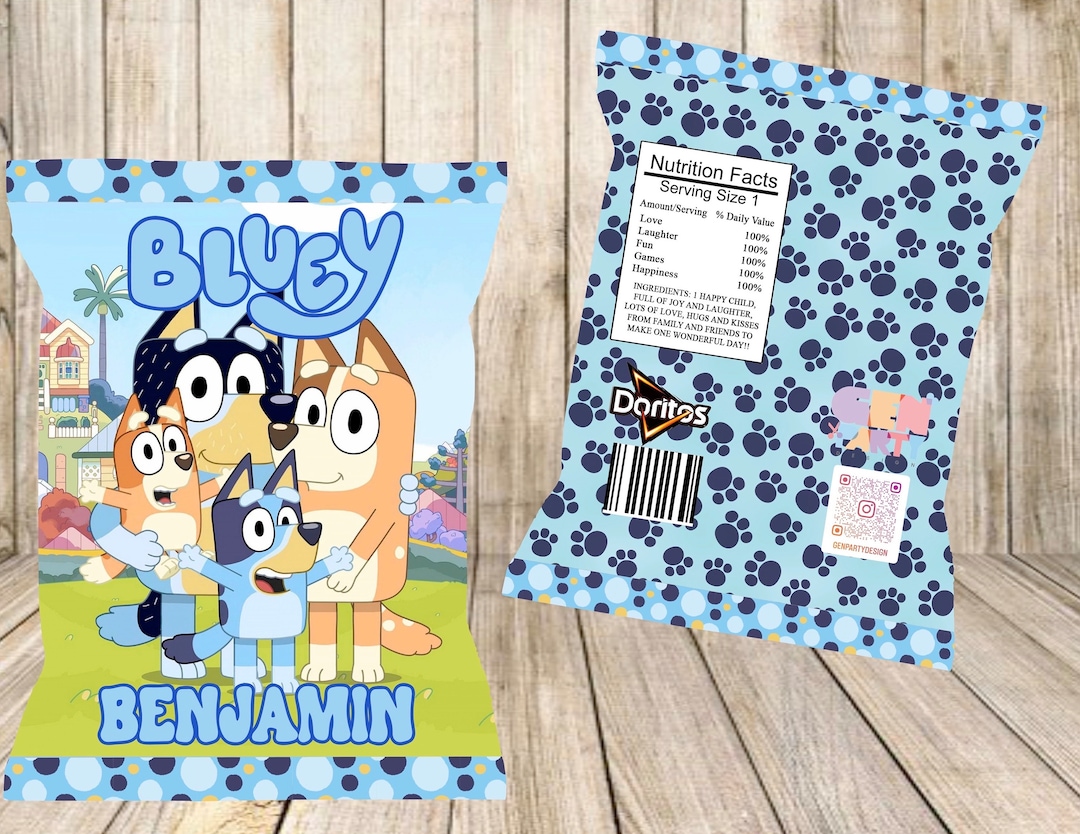 Bluey Chip Bag / Bluey Custom Party Favor Treat / Bluey Party - Etsy ...